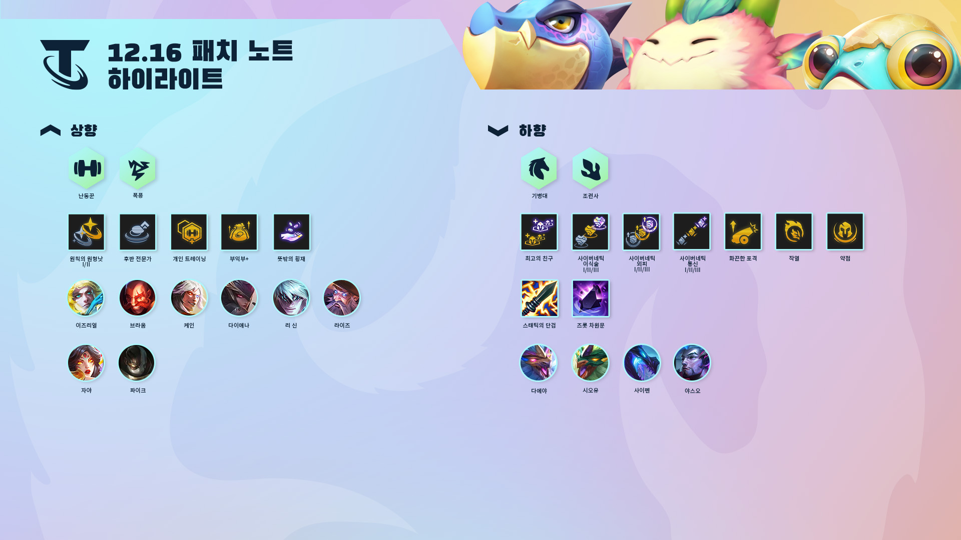 12.16 전략적 팀 전투 패치 노트 (8월 24일) - LoLCHESS.GG